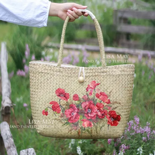 Túi cói hoa poppy